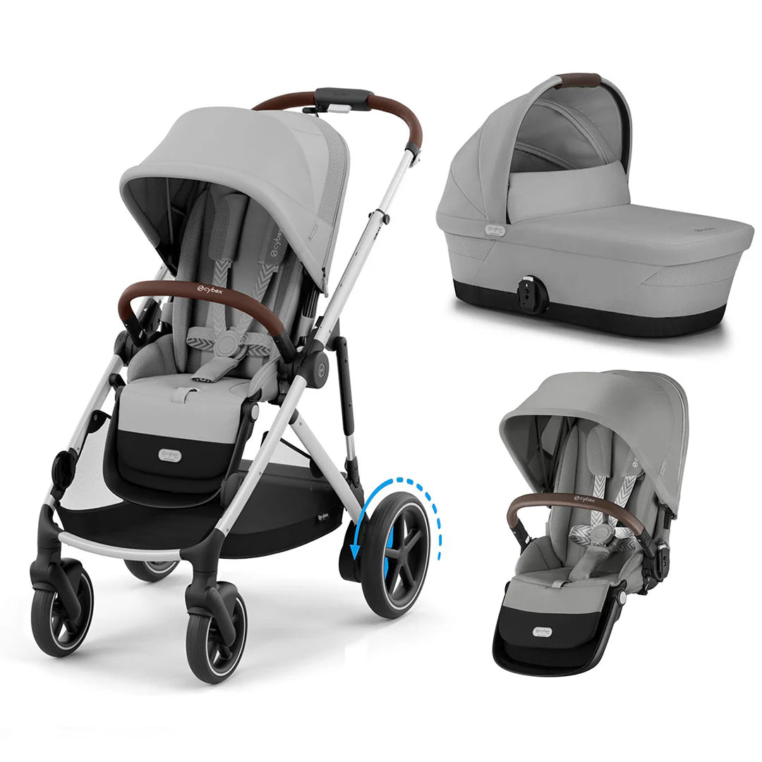 Cybex eGazelle S Twin/Double Bundle (2 seats, 1 carrycot) - Stone Grey ...