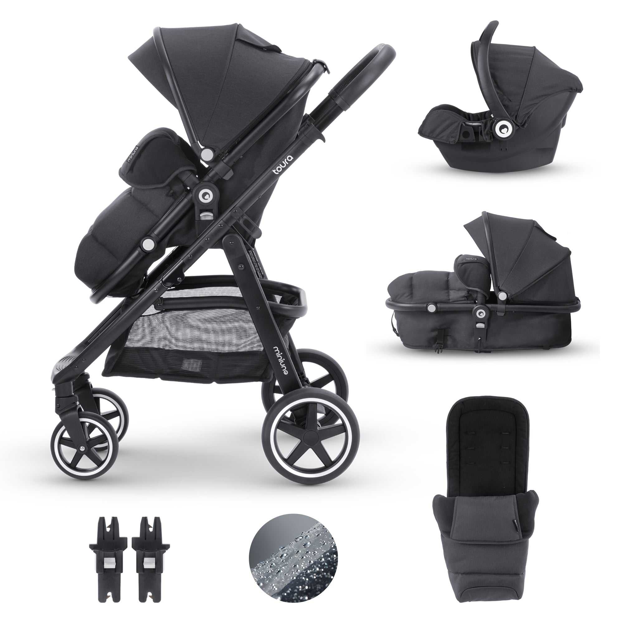 Miniuno Toura Travel System - Black Herringbone – My Baby Stroller
