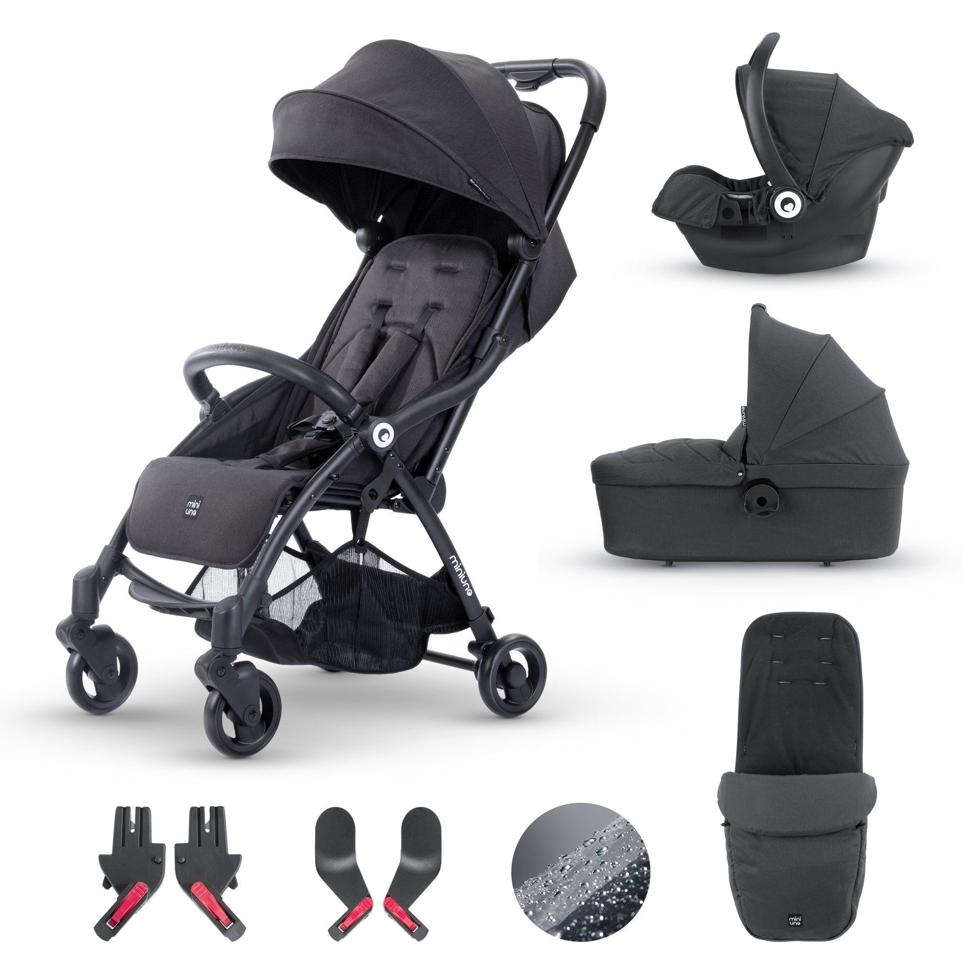 Miniuno Touchfold Travel System - Black Herringbone – My Baby Stroller